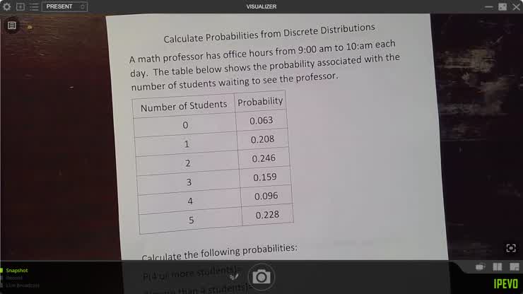 Discrete Probability - Determine Probabilities from Discrete ...