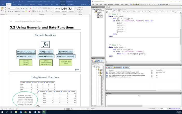 Video 50: SASP2 Chapter 3.2-3.3: Using Numeric, Date & Character Functions