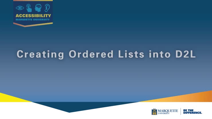 Creating Ordered Lists into D2L