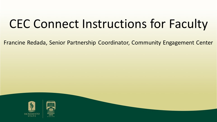 CEC Connect Instructions for Faculty
