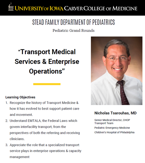 Pediatric Grand Rounds - Dr. Nicholas Tsarouhas "Transport Medical ...