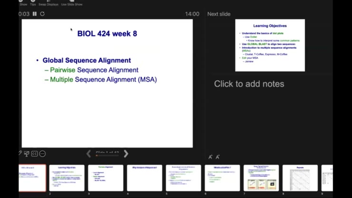 Lecture week 8; global alignments