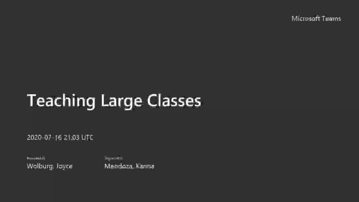 Teaching Large Classes