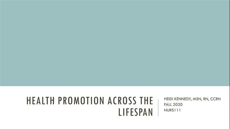 Health promotion across the lifespan