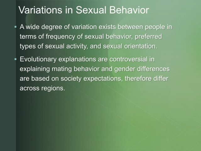 Chapter 10 Lecture 3 Variations in Sexual Behavior