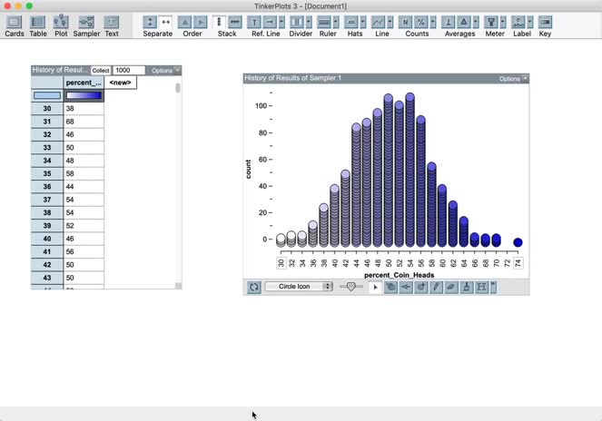 How to find the mean of a distribution in TinkerPlots