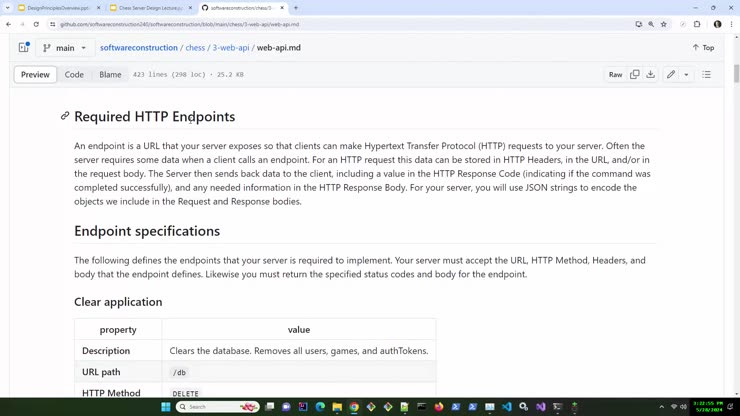CS-240 - Chess Server Design - Web API Functions