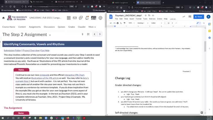 Project Step 2: Setting up the sections