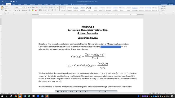 Module 5: Covariance and Correlation