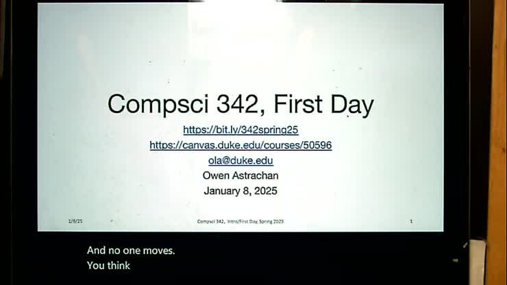 Owen Astrachan - COMPSCI 342.01 - Griffith Theater and FFSC 2231 ...