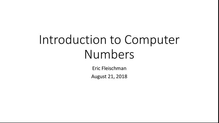 Lecture: Introduction to Computer Numbers