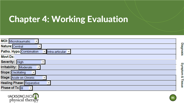 Clinical Reasoning Chapter 4 - Working Evaluation