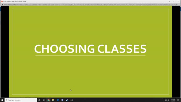2020 video Choosing Classes
