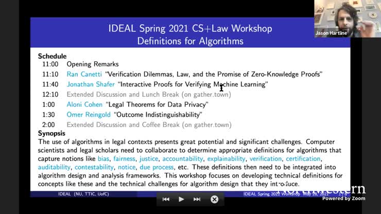 IDEAL- CS+Law: - Definitions for Algorithms 5/28/21@11:00 AM CDT