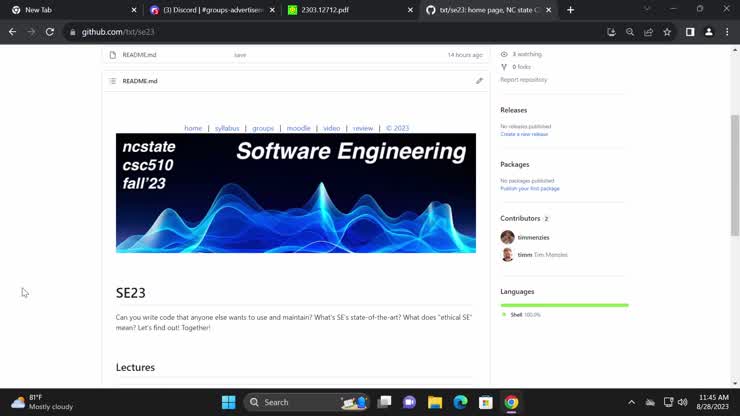 CSC 510 001 08/28/23