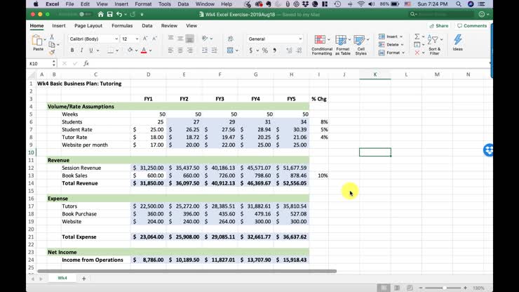 BUS5900 Wk4 Excel Help