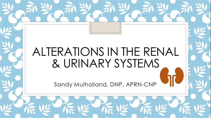 Alterations in the Renal and Urinary Systems Pt.1
