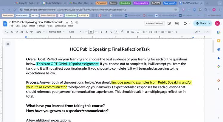 CAPS final reflection task (optional)