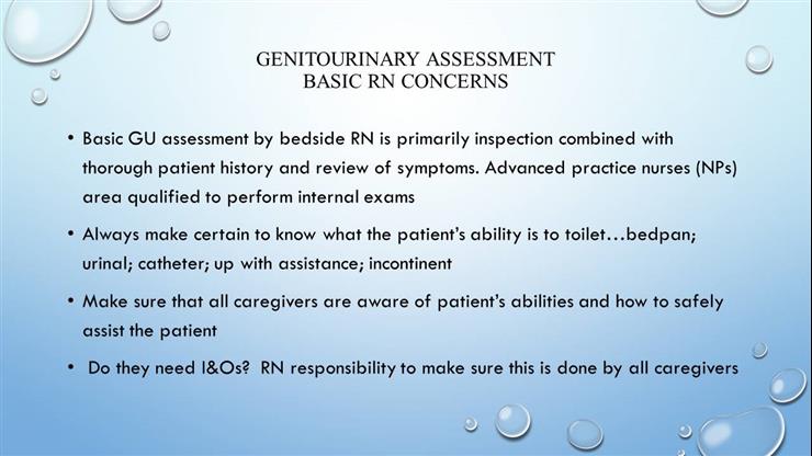 Genitourinary Assessment Lab info
