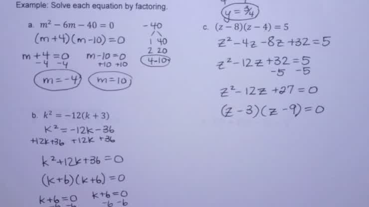 Math 103 Quadratic Equations