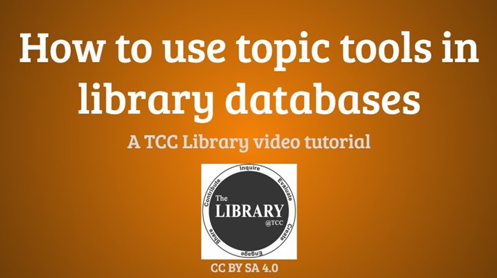 How to use topic tools in library databases