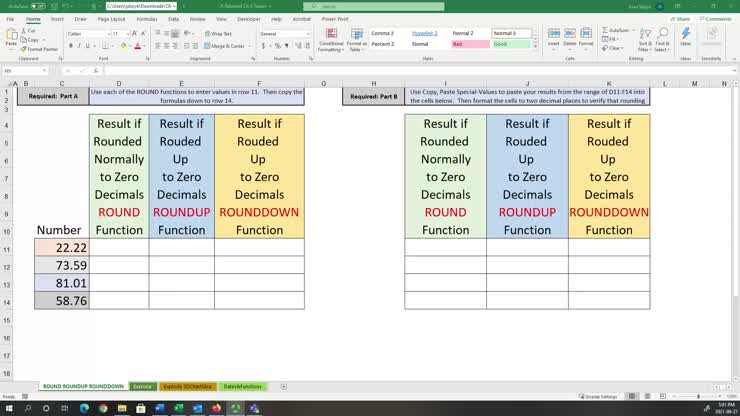 ROUND ROUNDUP ROUNDDOWN functions