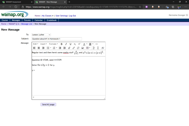 WAMAP - Inserting Math Notation in Messages