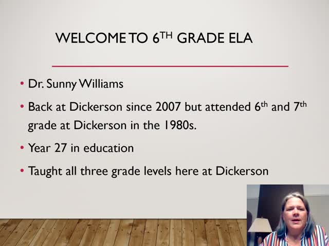 Dr. Williams- open house-6th ELA recording