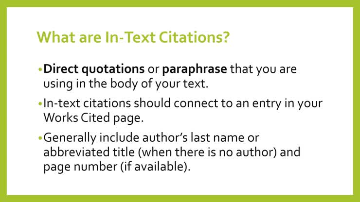 In-Text Citations - MLA Format