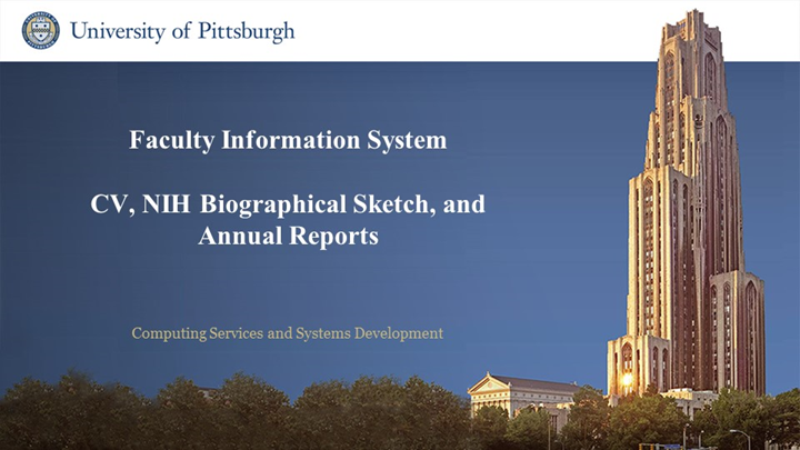CV, NIH Biographical Sketch, and Annual Reports