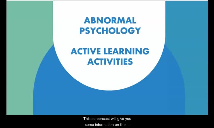 Abnormal Psychology NEW Active Learning Activity Screencast