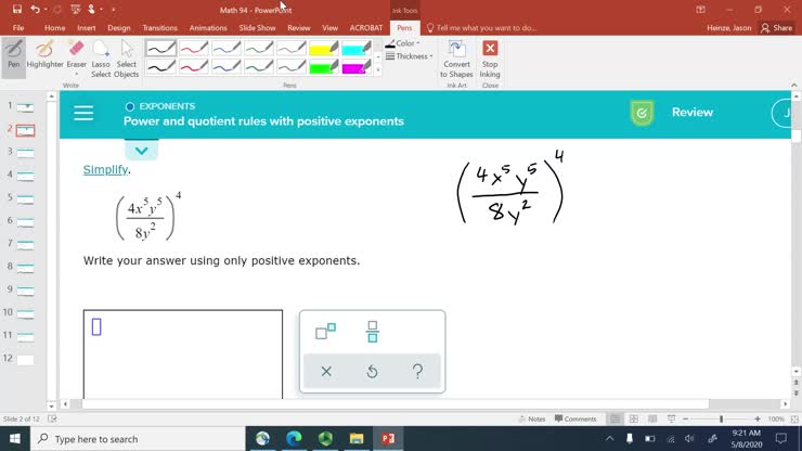 Power and quotient rules with positive exponents