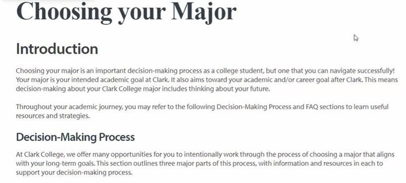 Choosing your Major