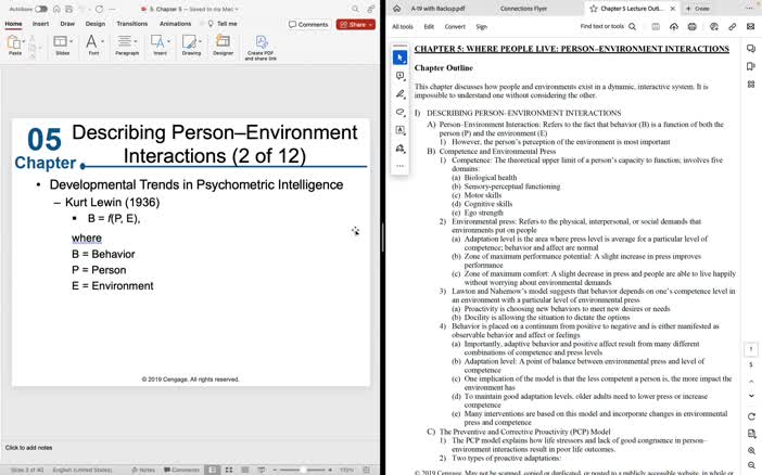 Chapter 5a: Describing Person-Environment Interactions