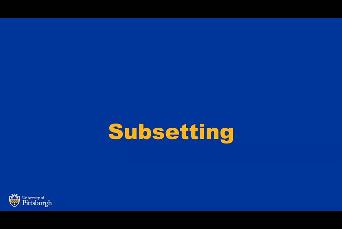 Intro to R: Subsetting in R