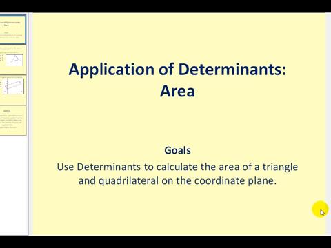 CVA Pre-Calculus Application of Determinants Area on the Coordinate Plane