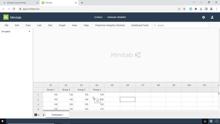 One-Way ANOVA in Minitab