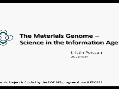 IDIES Annual Symposium 2015 (Kristin Persson - The Materials Genome ...