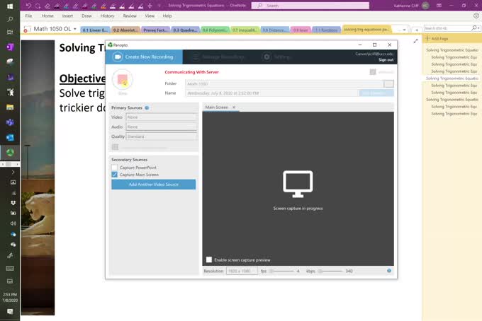 Solving trig equations over trickier domains example 1