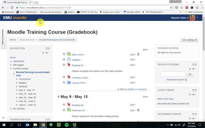 Moodle Gradebook training
