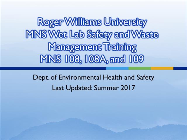 Wet Lab Laboratory Safety 2017