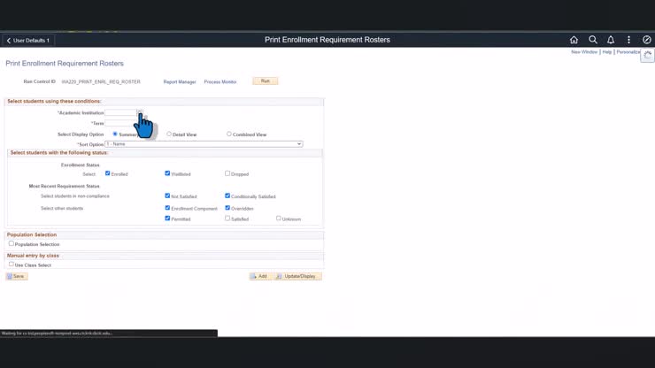 Print Enrollment Requirement Roster - No Audio