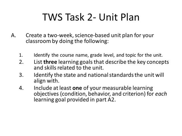 TWS Task 2 - Unit Plan (Science)