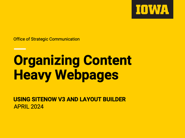 Training: Organizing content heavy pages