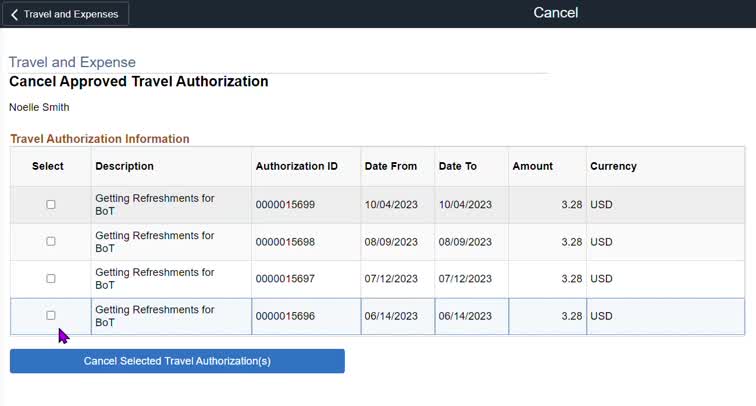 ESS_Cancelling Travel Authorizations - No Audio