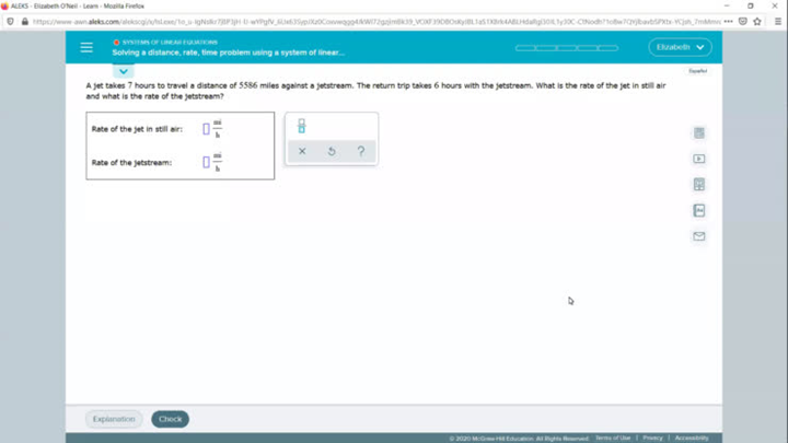 Solving a distance, rate, time problem using a system of linear equations