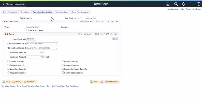 Term Sub Fees Tab - No Audio