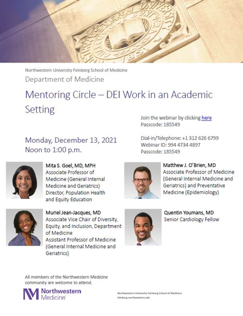 2021/12/13: Mentoring Circle - DEI Work in an Academic Setting