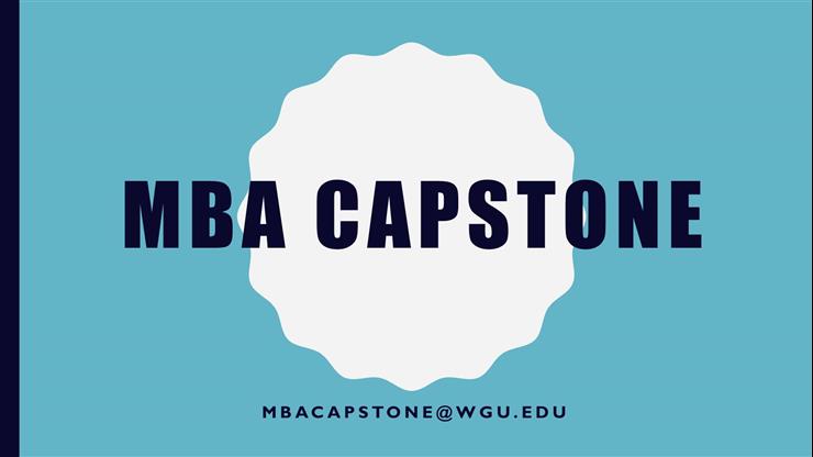 MBA Capstone Orientation Live Event