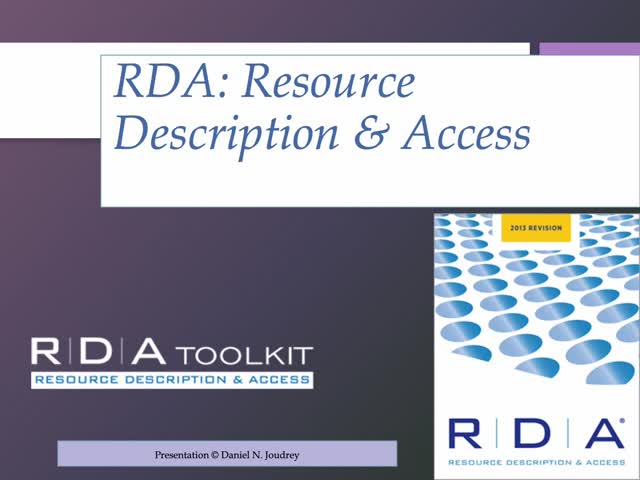 RDA Resource Description and Access Pt. 1